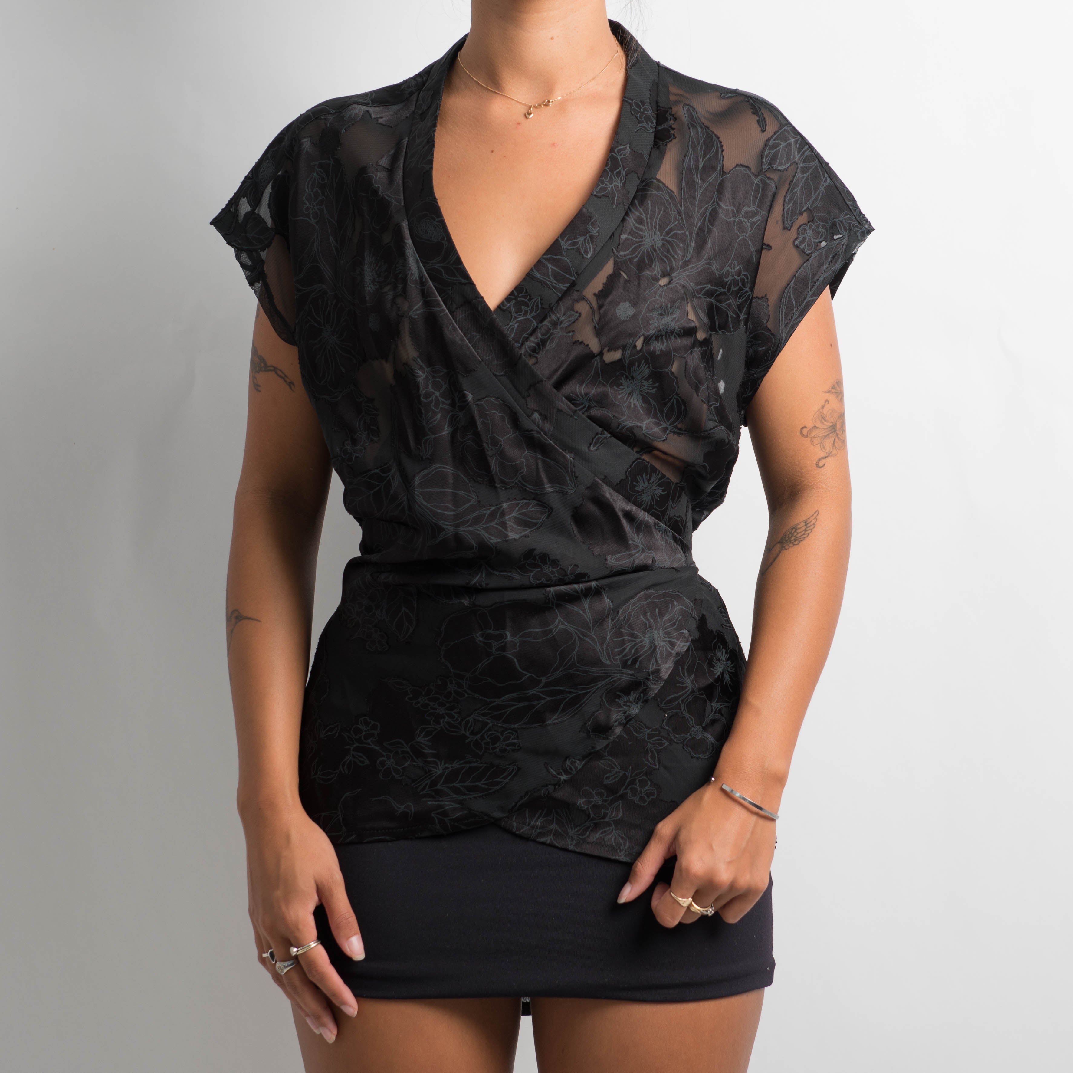 SHEER BLACK WRAP TOP – BEAN BY JESS