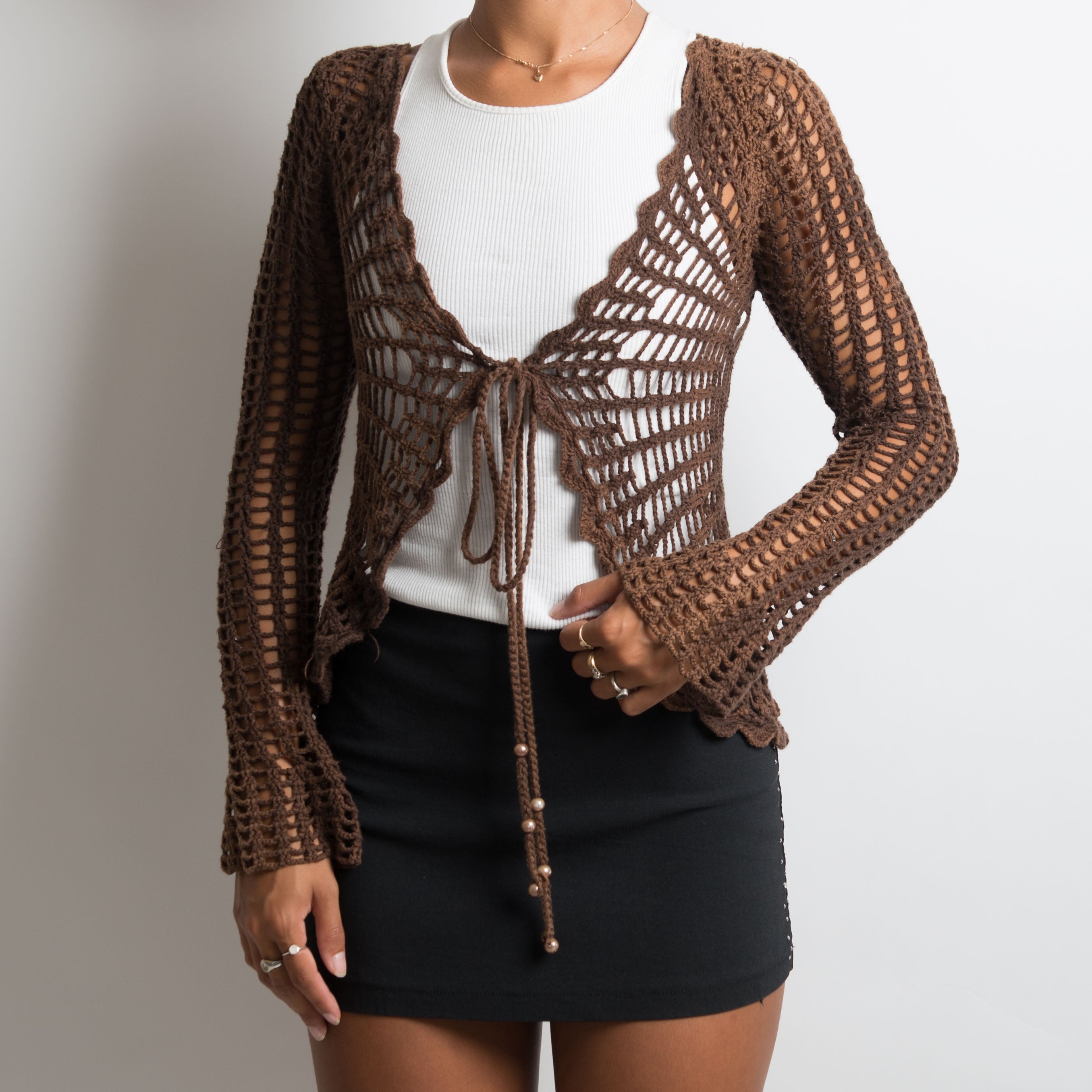 BROWN CROCHET CARDIGAN – BEAN BY JESS